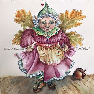 Watercolor Faerie, Oakleaf Wings, Dancing Fae Lady, Joyful Autumn ...
