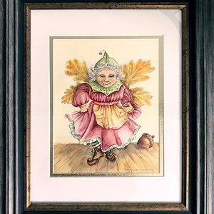 Watercolor Faerie, Oakleaf Wings, Dancing Fae Lady, Joyful Autumn ...
