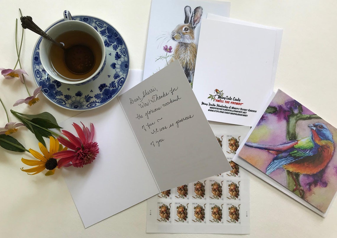 5 Bunny Rabbit Cards 5 Woodland Cards Rabbit Art Card Set - Etsy