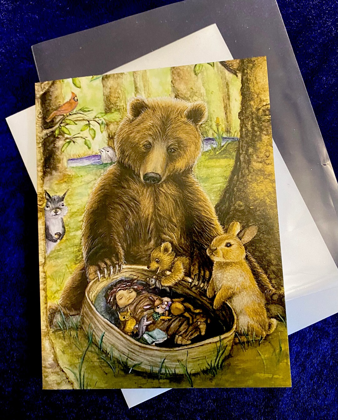 5 Woodland Bear Cards, Forest Animal Cards, 5 Note Card Set, Shamans ...