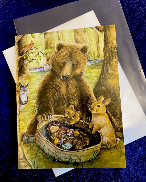 5 Woodland Bear Cards Forest Animal Cards 5 Note Card Set | Etsy