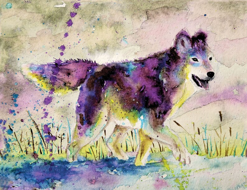 5 Gray Wolf Cards, 5 Woodland Cards, Wolf Art Card Set, Watercolor Wolf ...