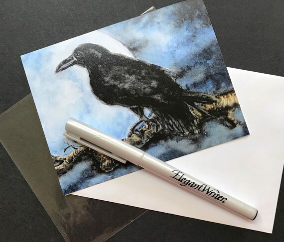 5 Black Raven Cards Raven Totem Cards Native American Art 5 | Etsy