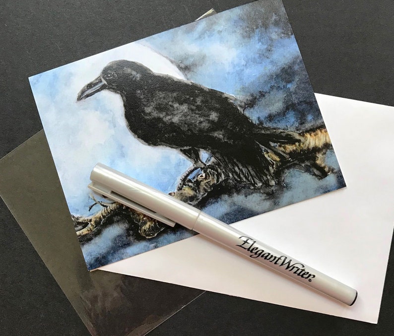 5 Black Raven Cards Raven Totem Cards Native American Art 5 | Etsy