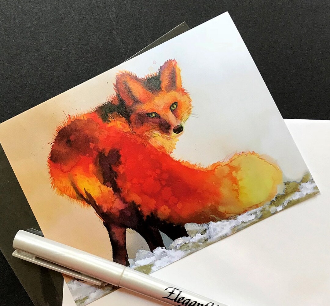 5 Red Fox Note Cards, 5 Spirit Fox Cards, Native Totem Fox, Watercolor ...