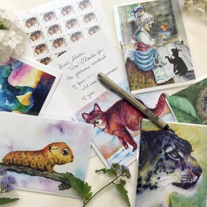 5 Pack Leopard Cards,snow Leopard Cards, Blank Note Cards, With ...