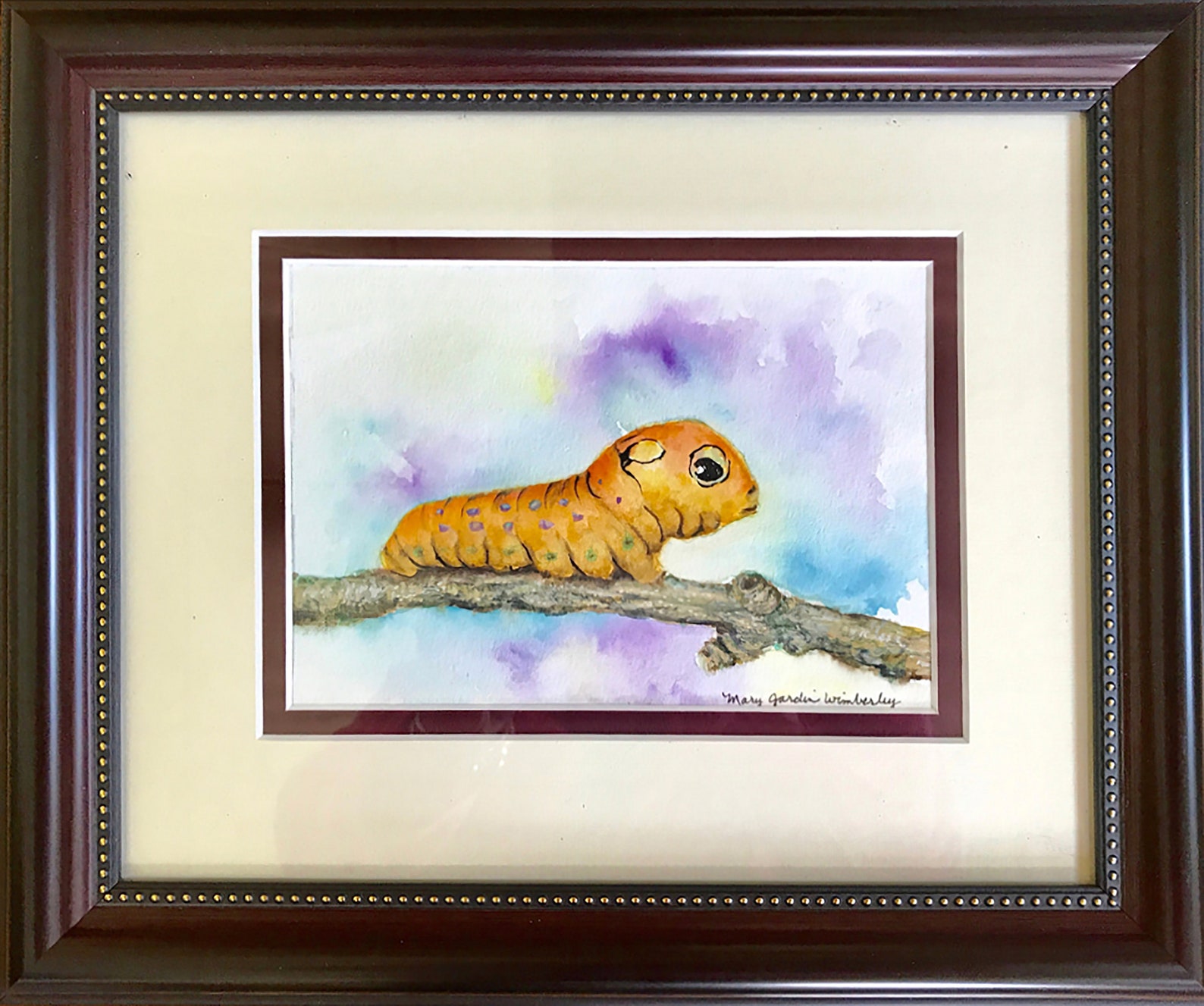 Caterpillar Painting Watercolor Inchworm Cute Worm Painting - Etsy