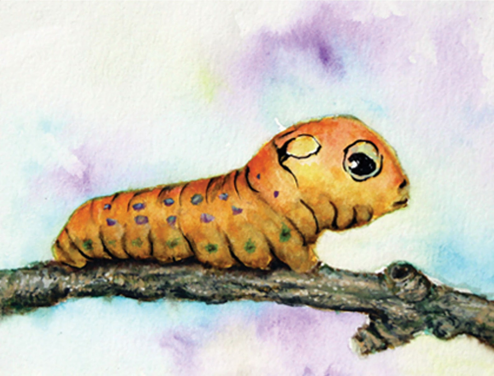 5 Caterpillar Cards, 5 Blank Note Cards, Inchworm Card Set, Watercolor ...