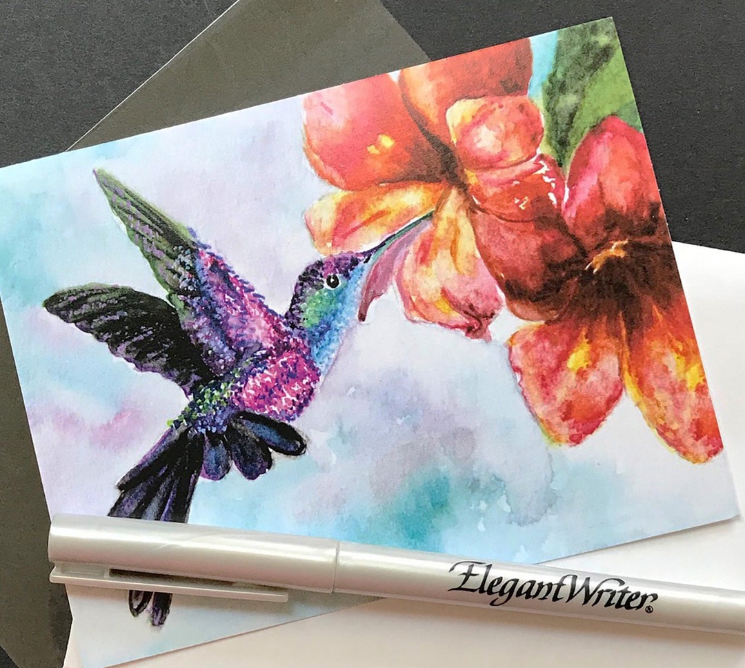 Hummingbird Cards, 5 Hummer Cards, 5 Note Card Set, Bright Bird Cards ...