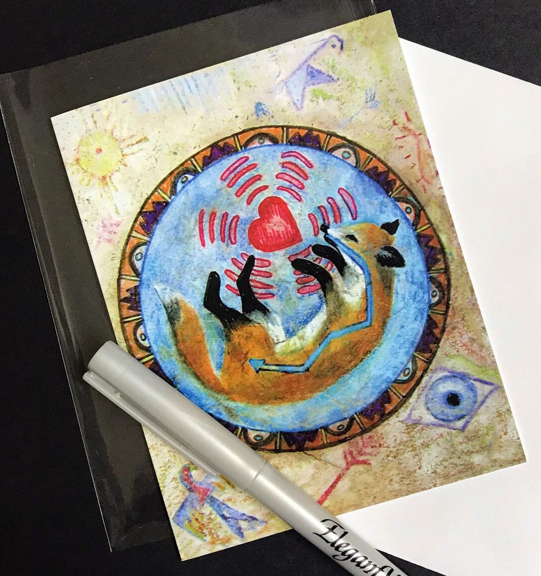 5 Fox Note Card Pack, Blank Artist Cards, Blank Card Pack, Blank Fox ...