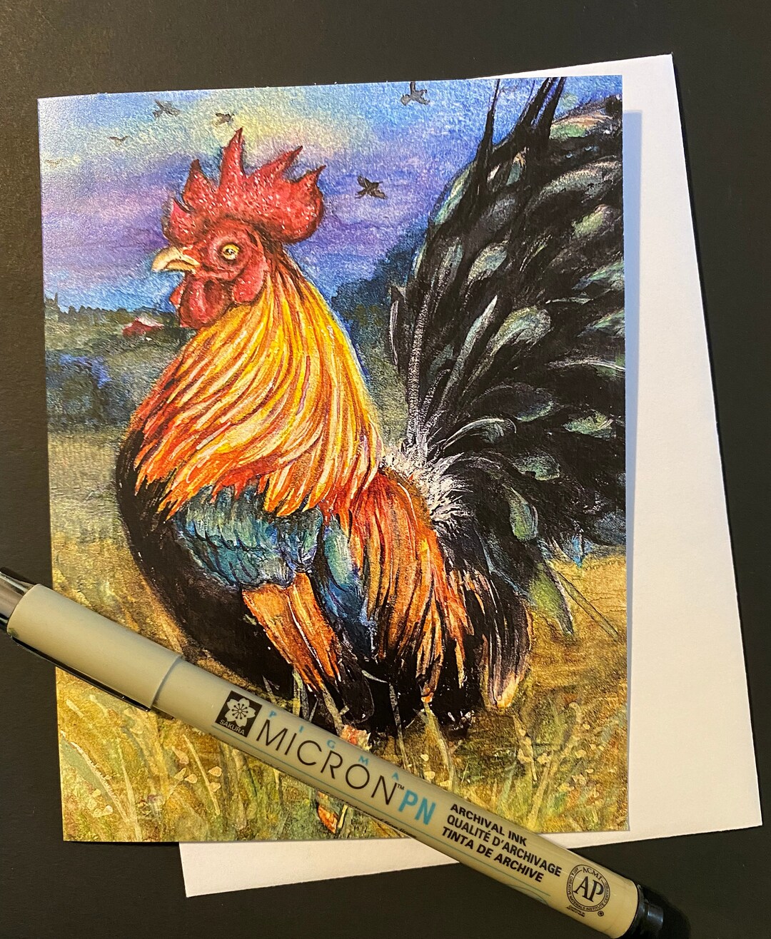 5 Rooster Cards, 5 Barnyard Hen Cards, 5 Farm Chicken Cards, Sunrise ...