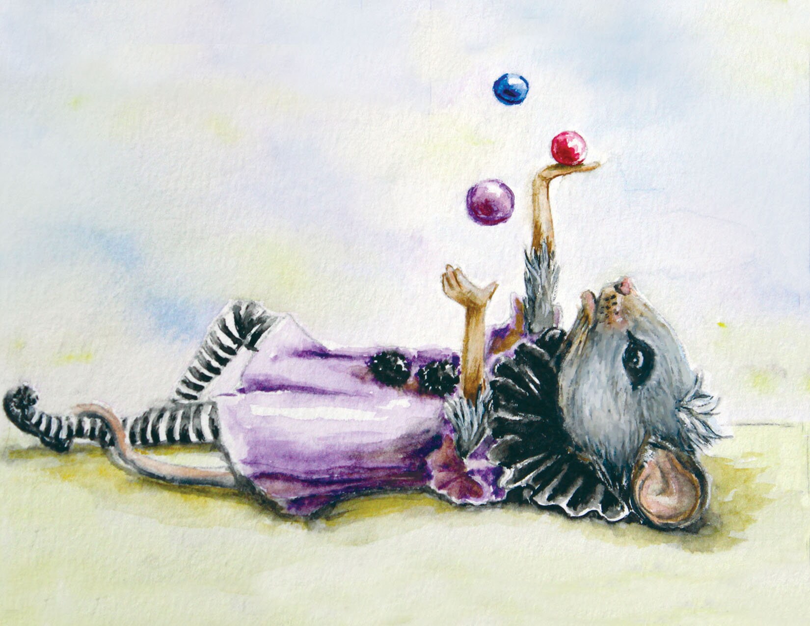 5 Jester Mouse Cards, Juggling Mouse Cards, 5 Pierette Mouse Cards ...