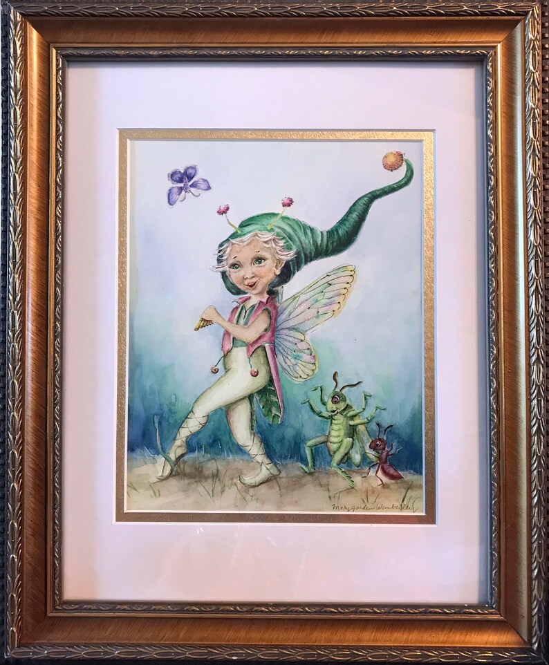 Watercolor Fairy, Pixie Painting, Music Child Faerie, Pan Flute Pixie ...