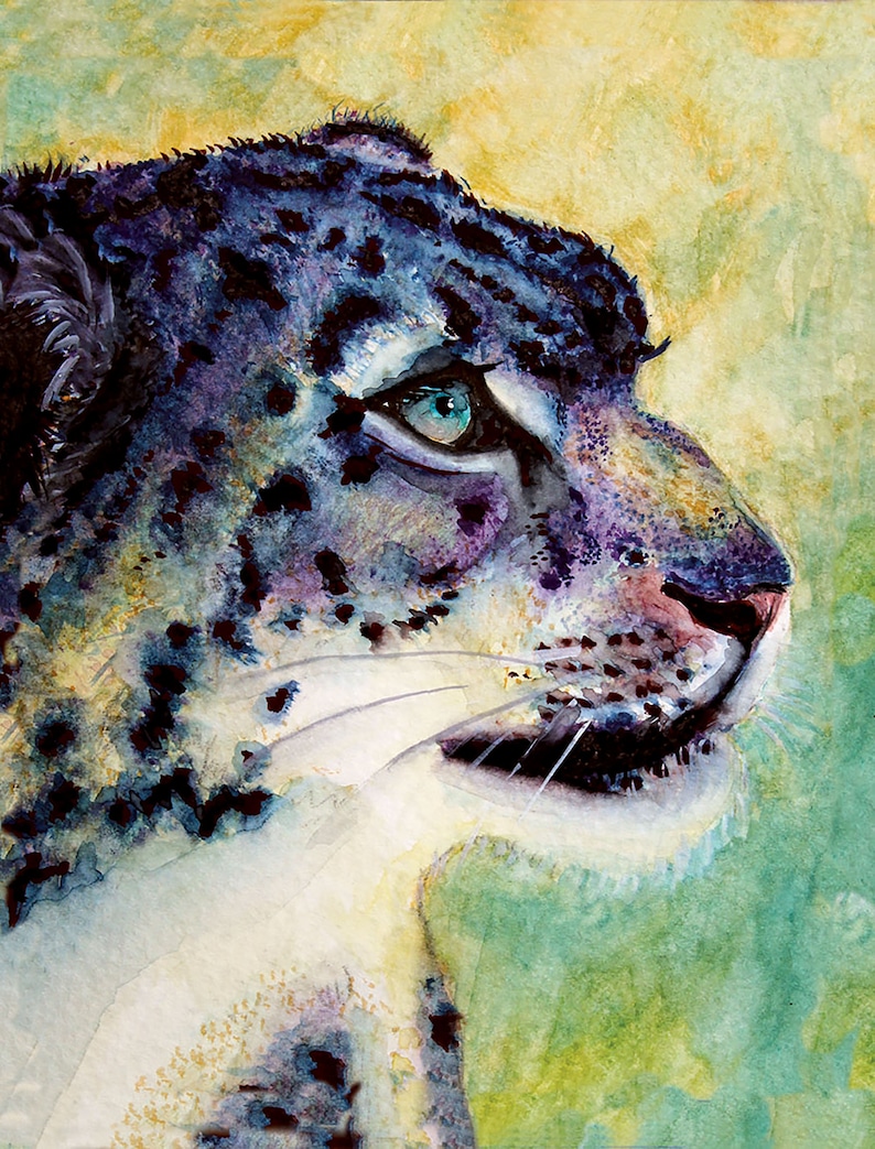 5 Pack Leopard Cardssnow Leopard Cards Blank Note Cards | Etsy