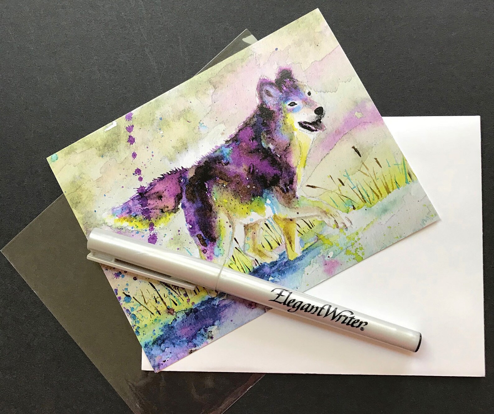 5 Gray Wolf Cards 5 Woodland Cards Wolf Art Card Set | Etsy