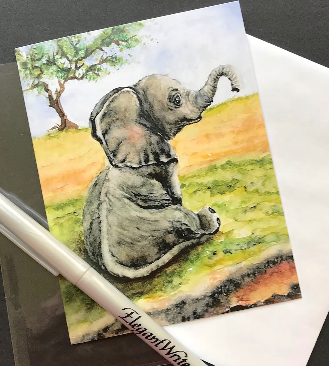 5 Elephant Card Pack, Baby Elephant Cards, 5 Baby Elephant Cards ...