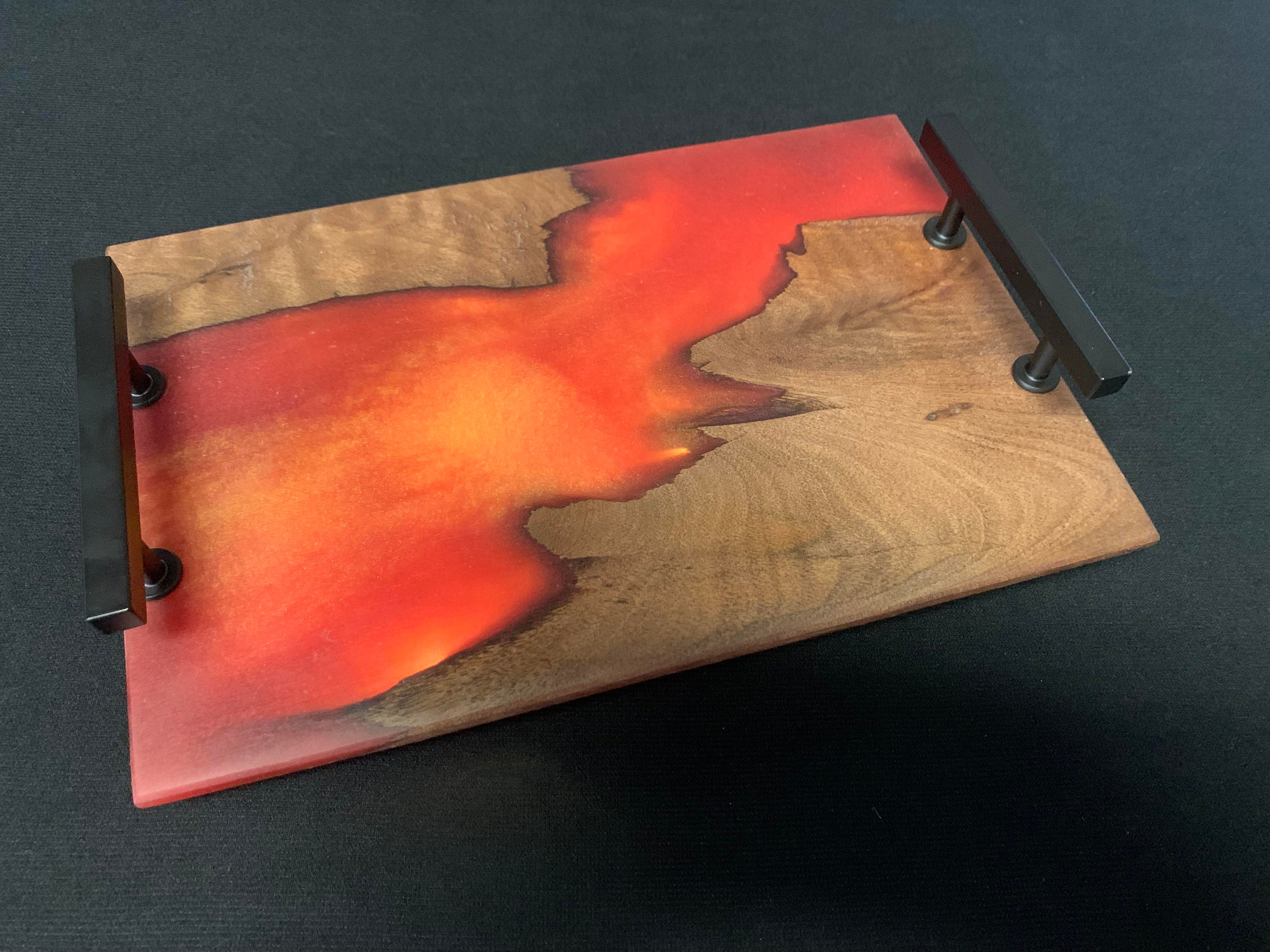 Lava Themed Koa Wood & Resin Sushi Serving Tray Created in Hawaii From ...