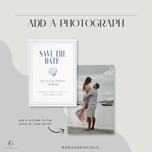 Seashell Beach Save the Date Template, Coastal Ocean Theme Invitation ...