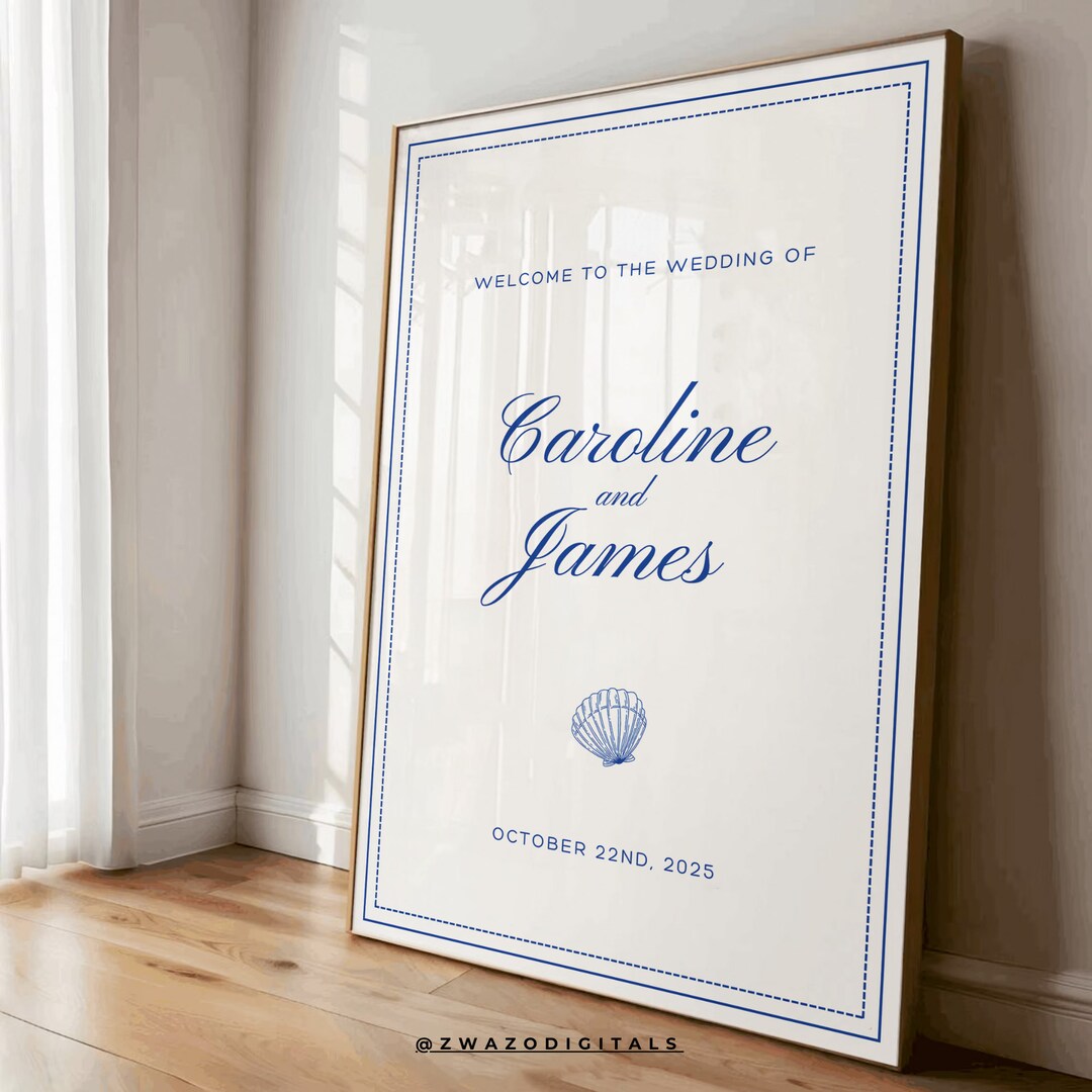 Seashell Wedding Welcome Sign Template, Beach Coastal Ocean, Canva ...