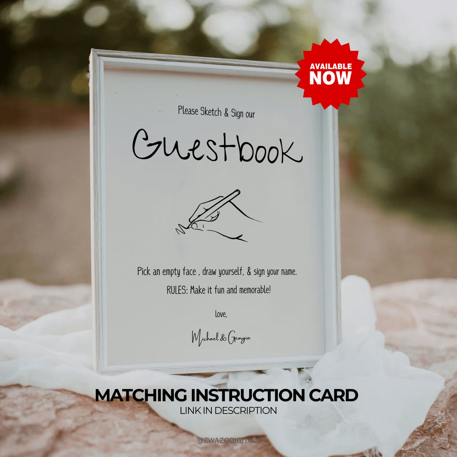 Unique Wedding Guest Book Alternative, Draw Your Face, Interactive ...