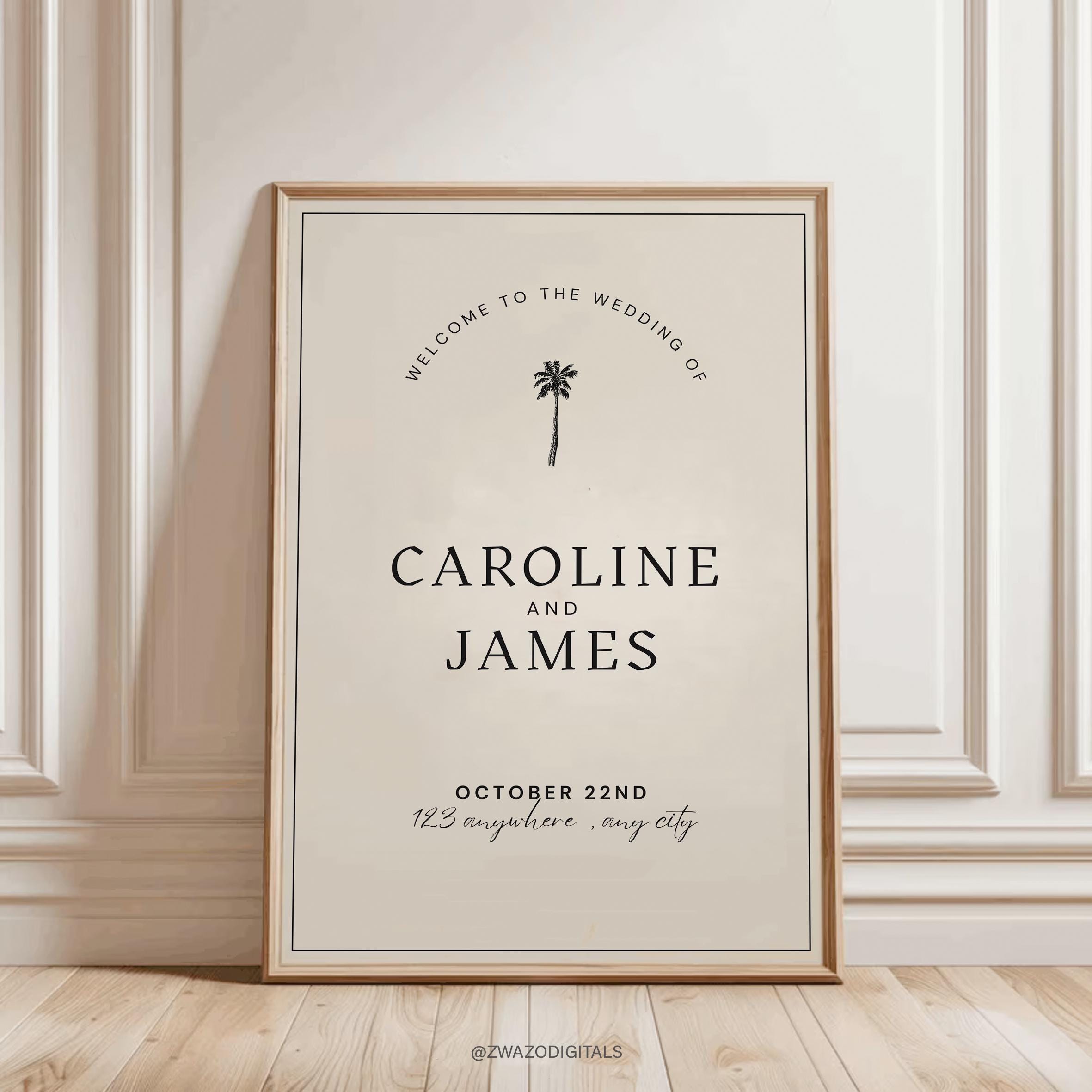 Palm Tree Welcome Sign, Boho Beach Tropical Destination Wedding Welcome ...