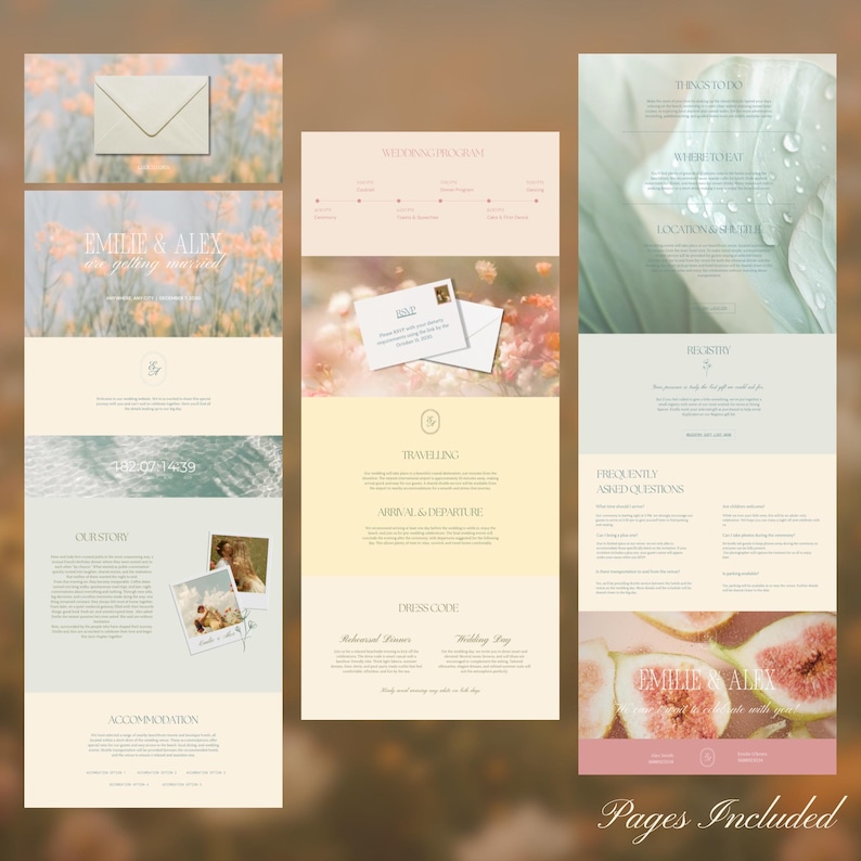 Pastel Wedding Website, Customizable Canva Design, Colorful Luxury Old ...