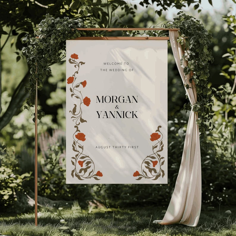Art Nouveau Wedding Welcome Sign Template, Art Deco, Vintage Floral ...