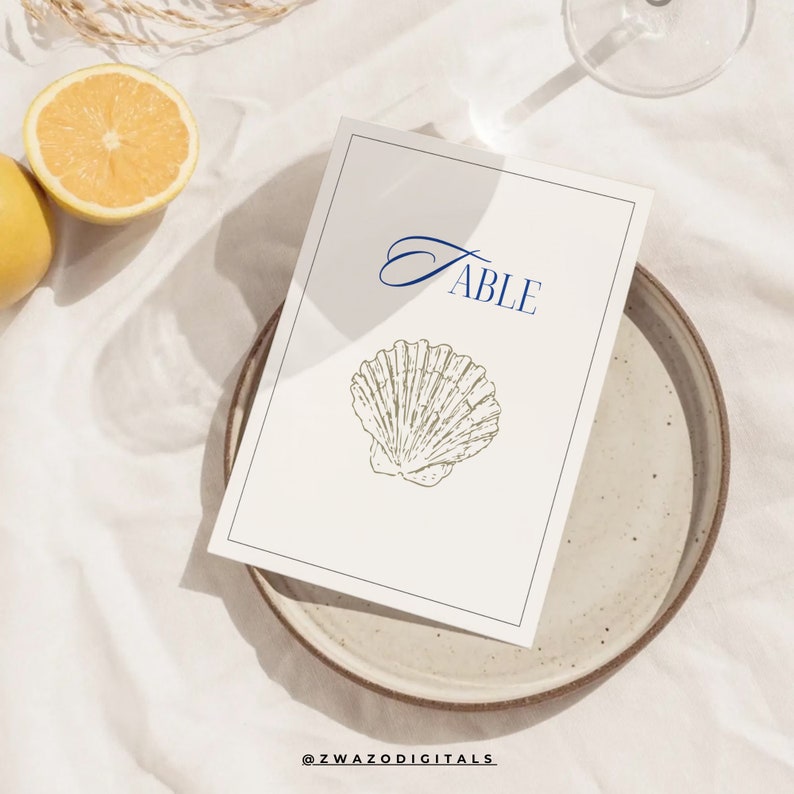 Beach Wedding Table Number Template, Reception Table Numbers, Wedding ...