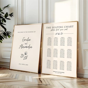 Seashell Beach Wedding Seating Chart Template, Coastal Ocean Reception ...