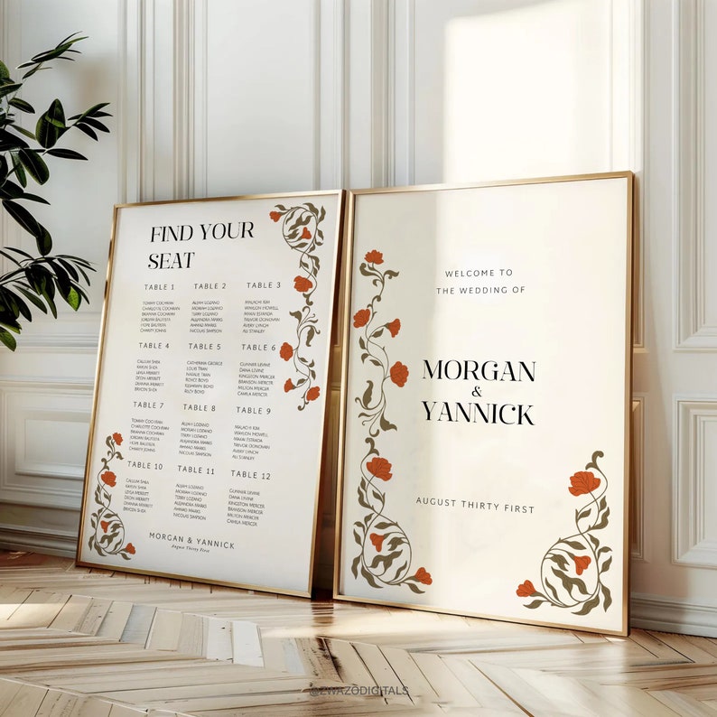 Art Nouveau Wedding Welcome Sign Template, Art Deco, Vintage Floral ...