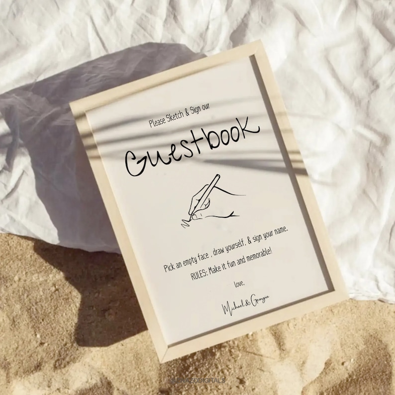 Wedding Guest Book Alternative Instruction Sign, Draw Your Face Sign ...