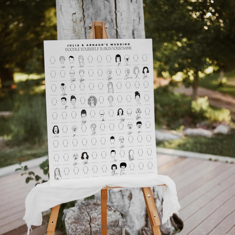 Draw Your Face Guestbook Sign, Fun Wedding Guestbook Alternative ...