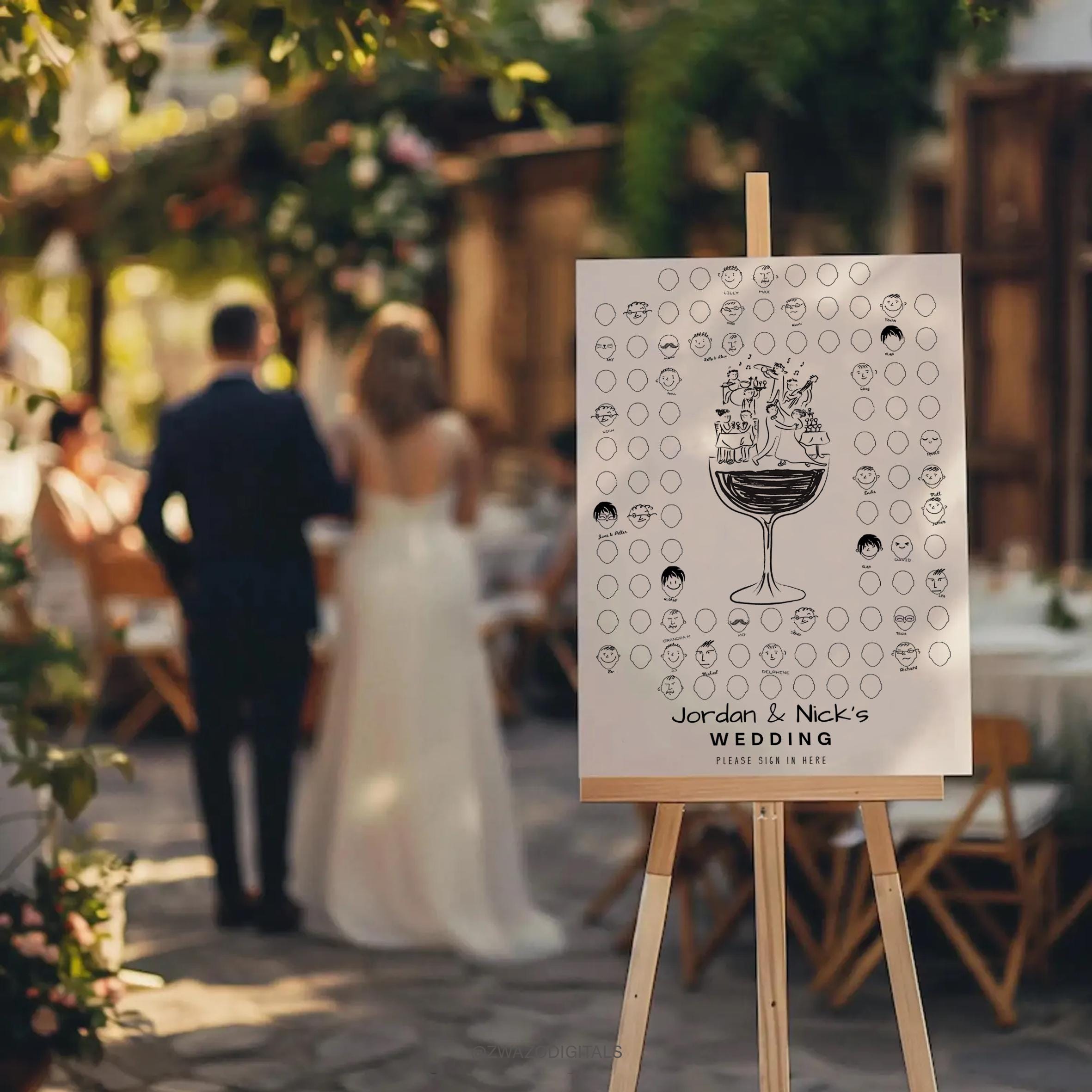 Wedding Guest Book With Faces, Unique Guestbook Sign Alternative, Draw ...