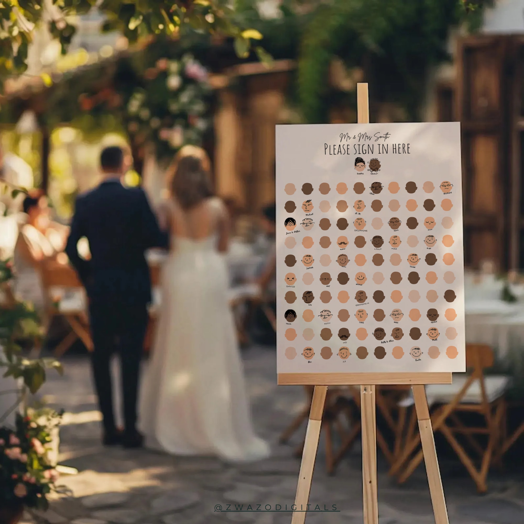 Unique Wedding Guest Book Alternative, Draw Your Face, Interactive ...