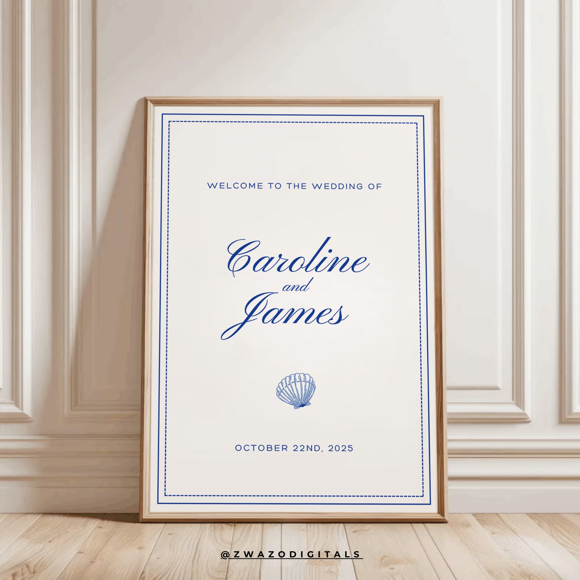 Seashell Wedding Welcome Sign Template, Beach Coastal Ocean, Canva ...
