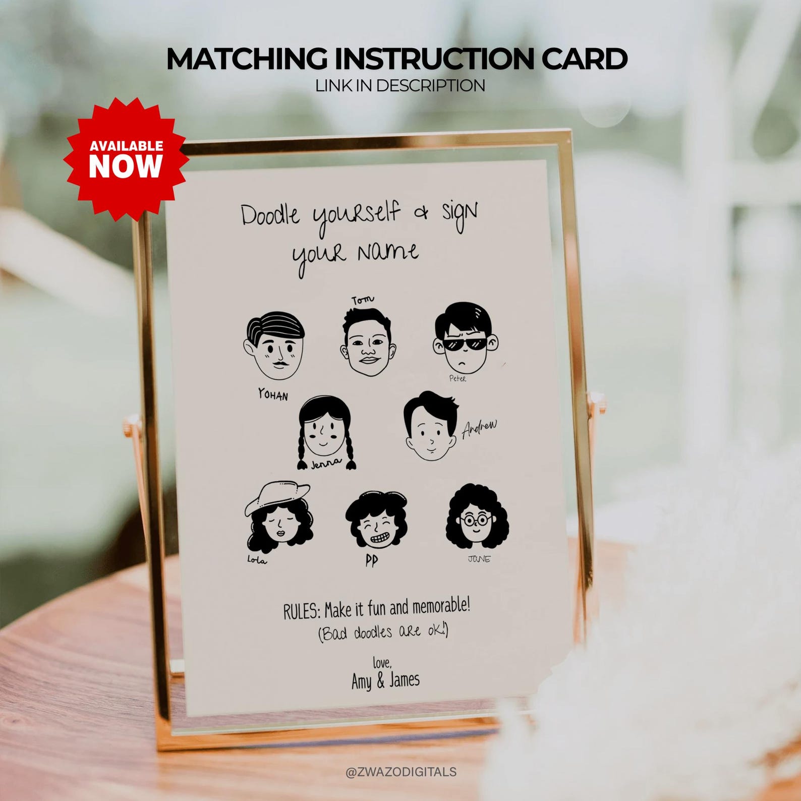 Unique Wedding Guest Book Alternative, Draw Your Face, Interactive ...