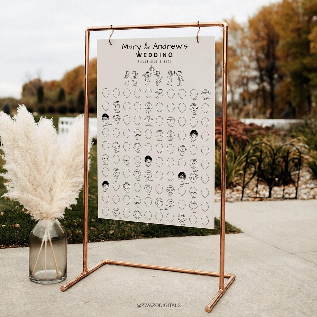 Wedding Guest Book Alternative, Interactive Fun Games, Doodle Hand Draw ...