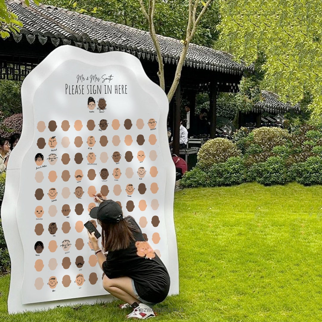 Unique Wedding Guest Book Alternative, Draw Your Face, Interactive ...
