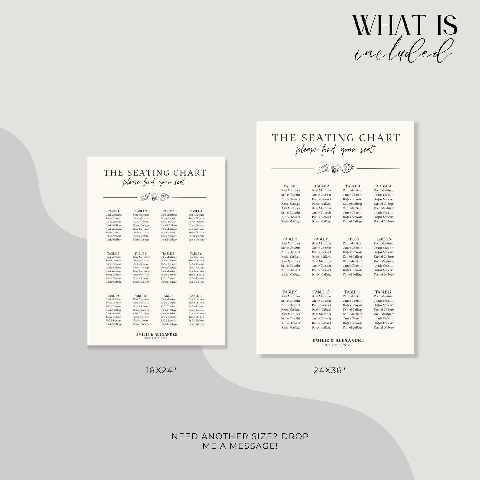 Seashell Beach Wedding Seating Chart Template, Coastal Ocean Reception ...