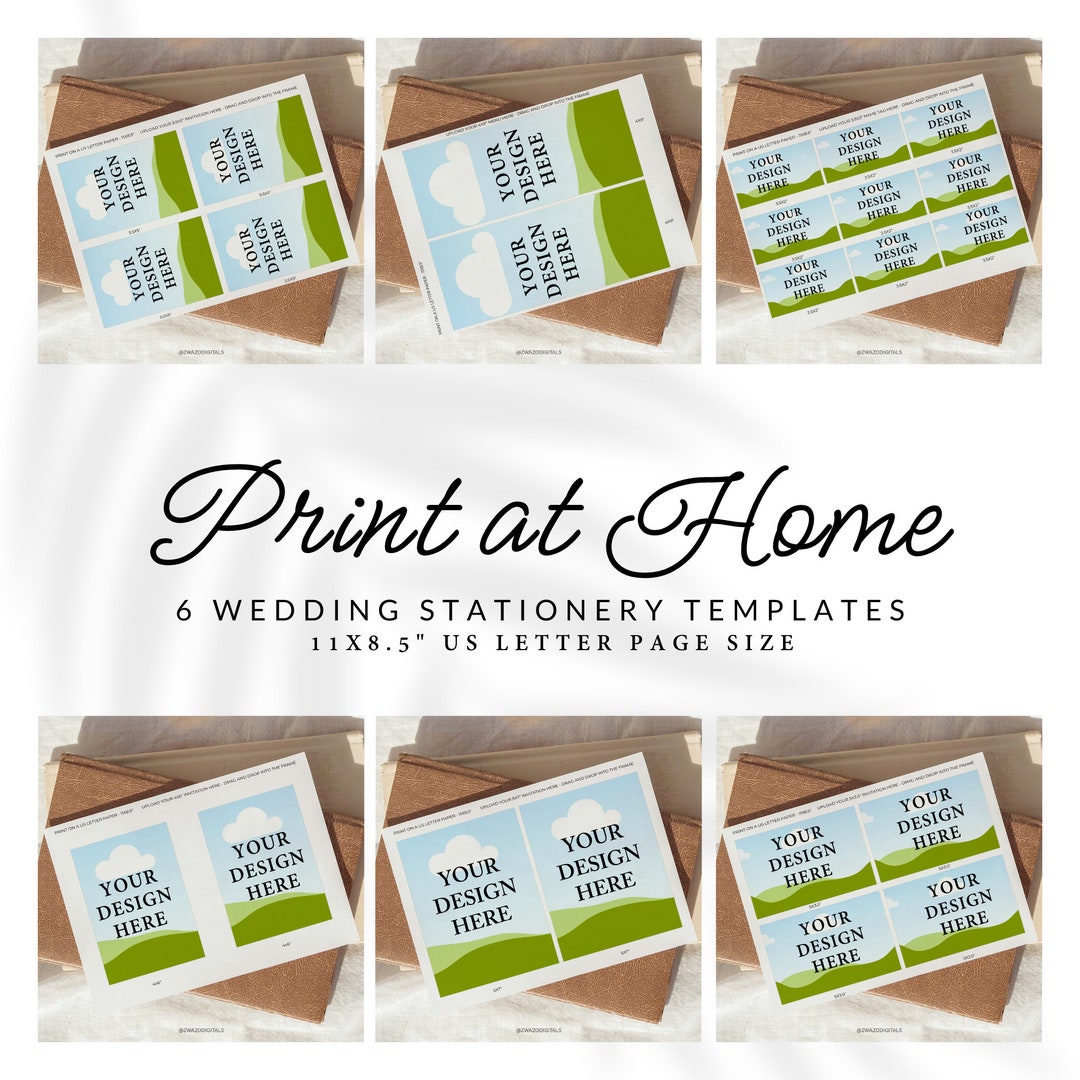 Wedding Stationery Printing Templates, 5x7, 4x6, 3.5x5, 5x3.5, 4x9, 2x3 ...