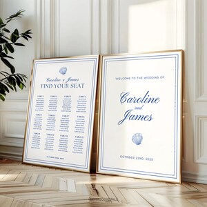 Seashell Beach Wedding Seating Chart Template, Coastal Ocean Reception ...