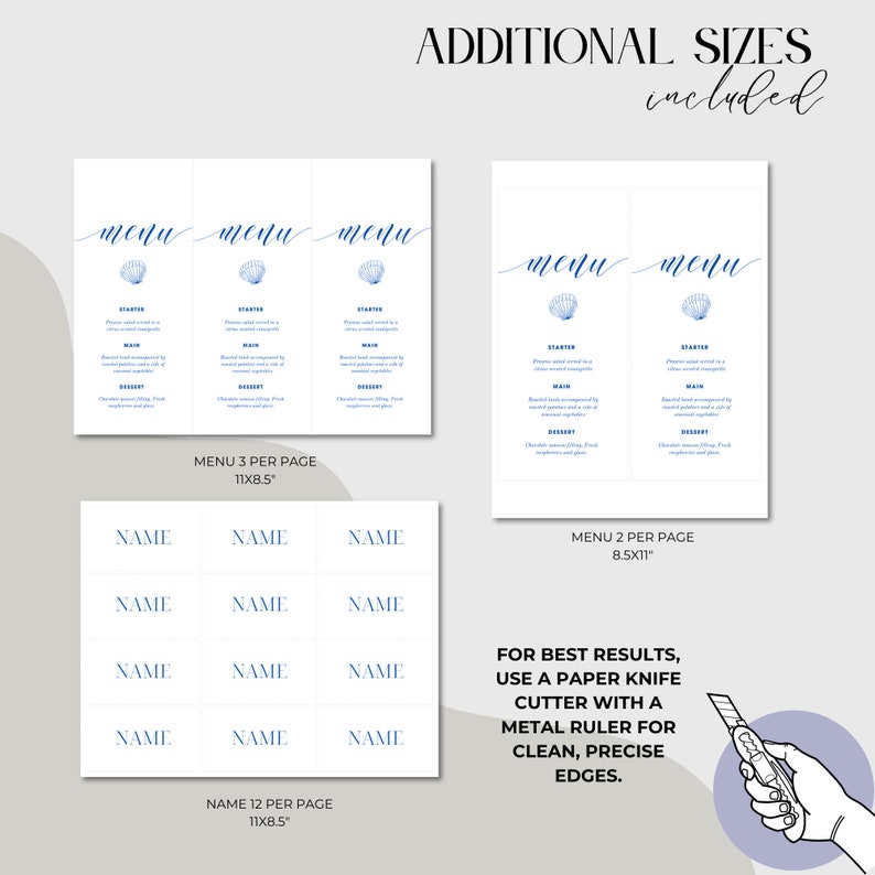 Wedding Menu Template, Beach Wedding, Seashell Menu, Printable Menu ...