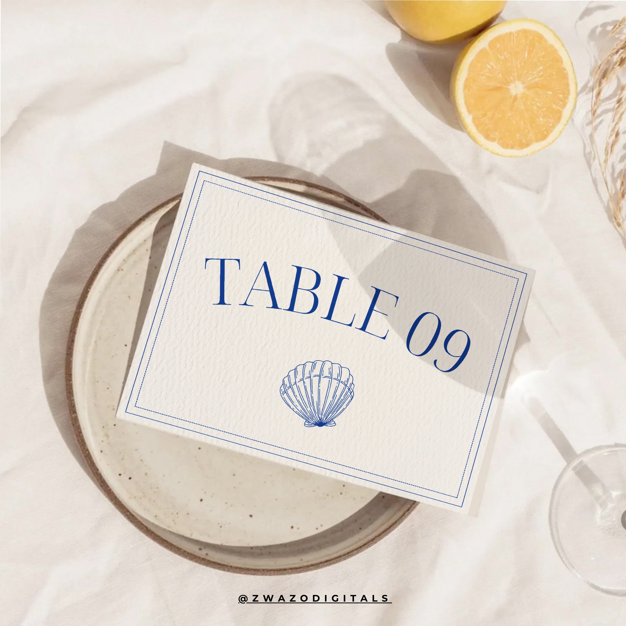 Beach Wedding Table Numbers Template, Seashell Table Signage, Coastal ...