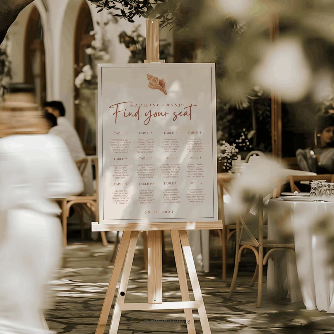 Coastal Seating Chart Sign, Beach Seating Plan, the Night Before Ocean ...