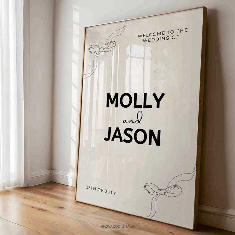 Handwritten Wedding Welcome Sign Template, Handdrawn Bow Tie Signage ...