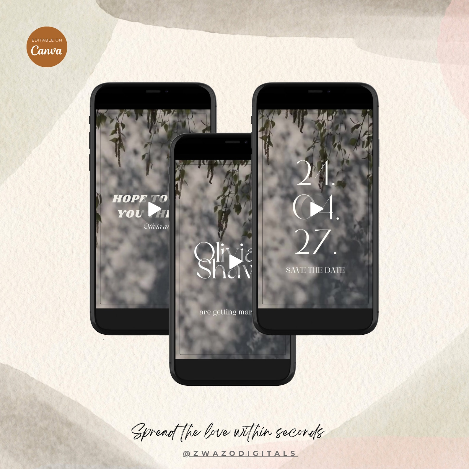 Wedding Video Save the Date Template, Animated Wedding Invitation ...