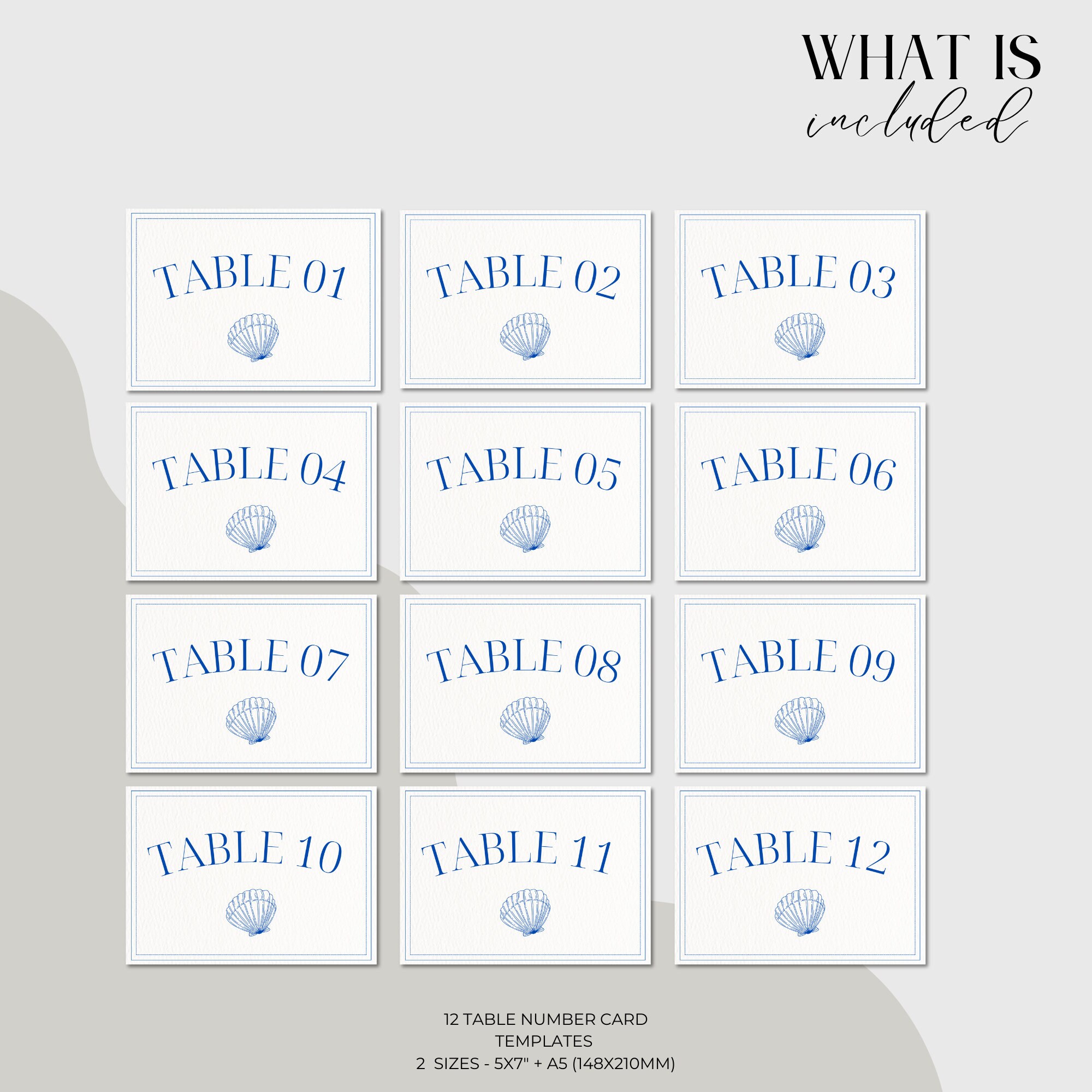 Beach Wedding Table Numbers Template, Seashell Table Signage, Coastal ...