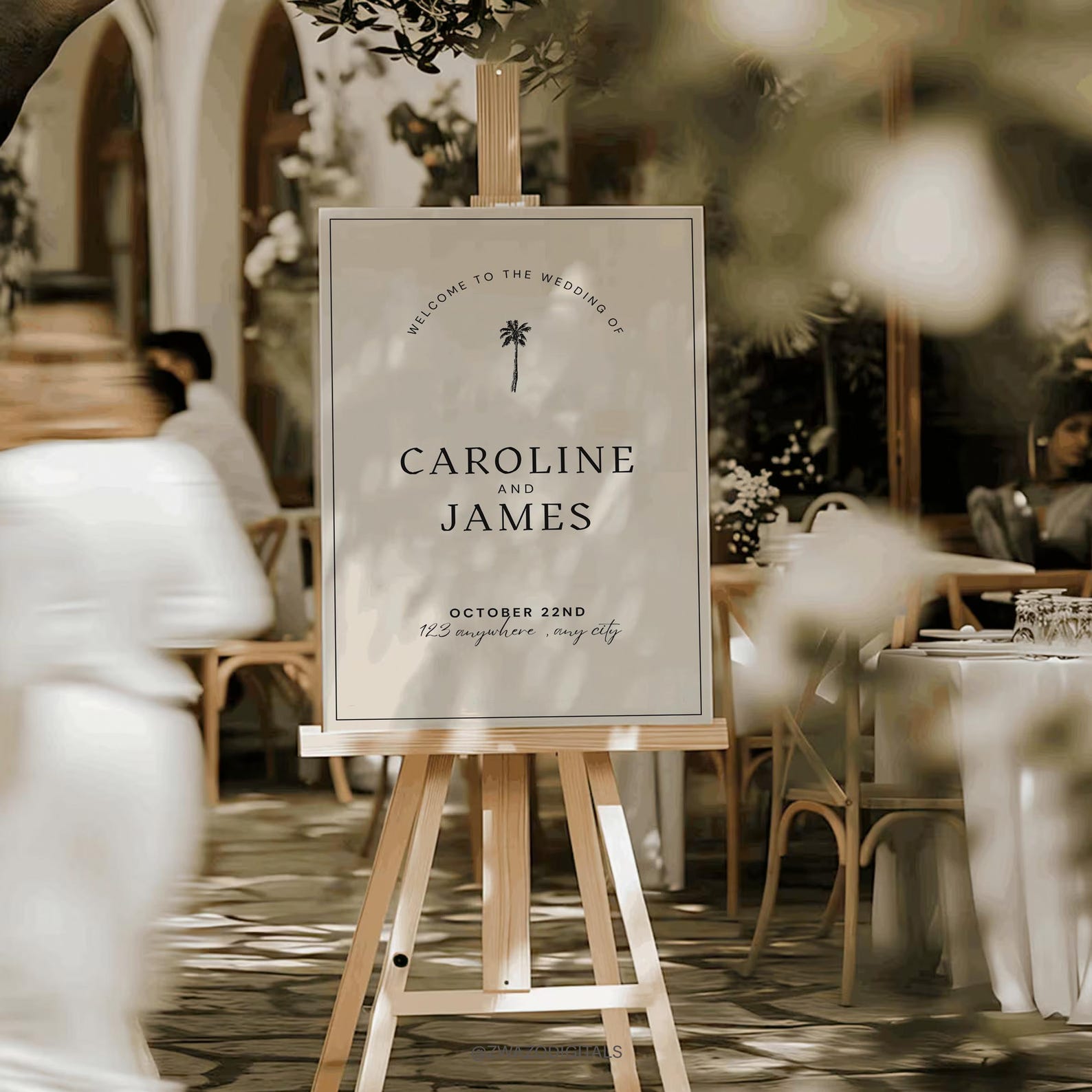 Palm Tree Welcome Sign, Boho Beach Tropical Destination Wedding Welcome ...