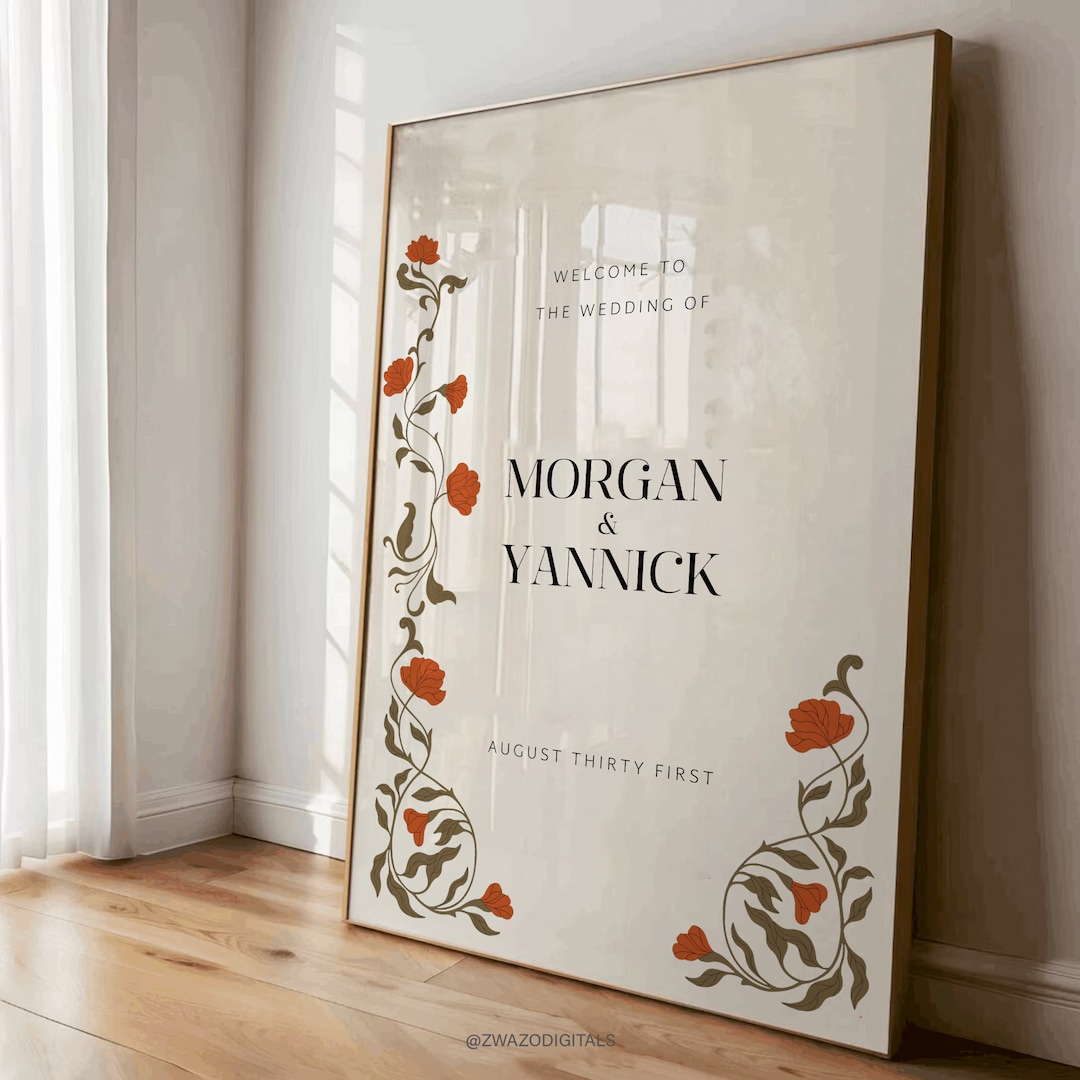 Art Nouveau Wedding Welcome Sign Template, Art Deco, Vintage Floral ...