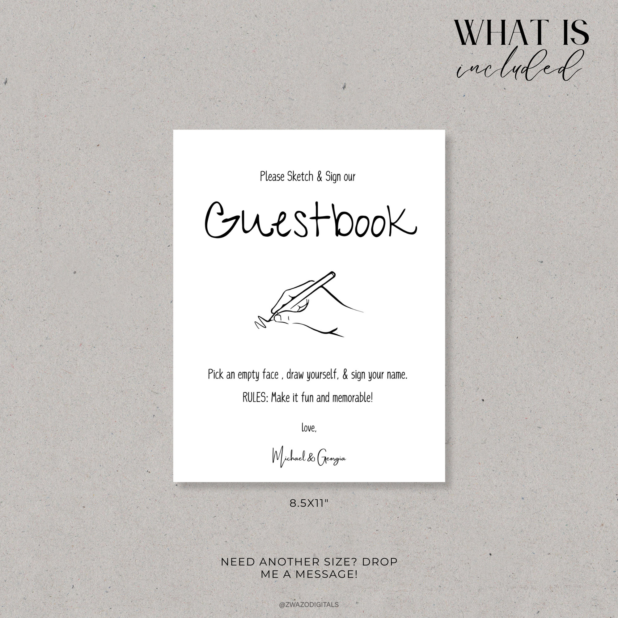 Wedding Guest Book Alternative Instruction Sign, Draw Your Face Sign ...